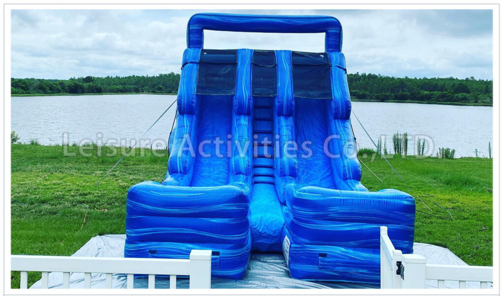 15ft Double Lane Water Slide - Marble Blue-SL - Leisure Activities USA