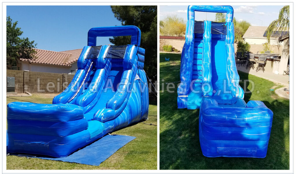 15ft Single Lane Water Slide - Marble Blue-SL - Leisure Activities USA