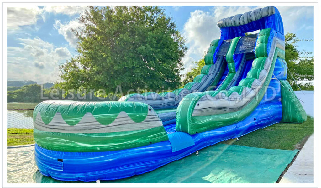 18ft Wave Single Lane Water Slide-Marble Blue-RPL - Leisure Activities USA