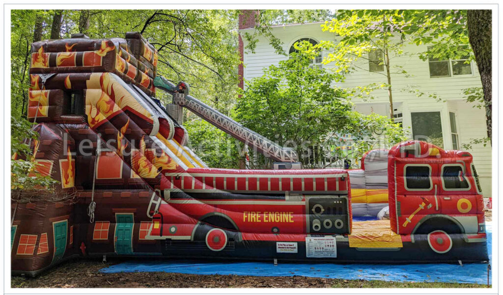 16ft Single Lane Fire Truck Water Slide-SL - Leisure Activities USA